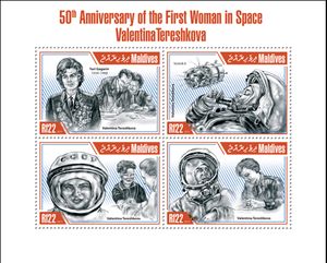 Stamp: 50th Anniversary of the First Woman in Space (Maldives(50th ...