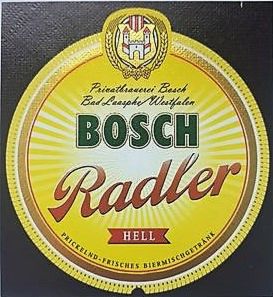 Flaschenetikett: Bosch Radler Hell (Brauerei Bosch GmbH & Co KG, Deutschland, BundesrepublikCol ...