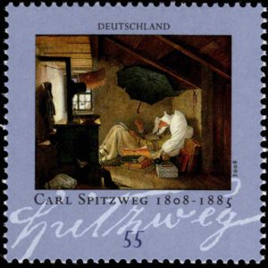 Stamp: "The poor Poet" by Carl Spitzweg (Germany, Federal RepublicMi:DE ...