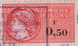 Stamp: Timbre fiscal (France: Revenue Stamps(Timbre Fiscal) Yt:FR TF366 📮