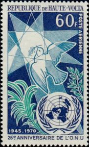 Stamp: UNO 25th anniversary (Upper Volta(UN (United Nations), 25th ...