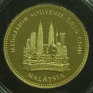 Token: Medallion Souvenir Gold Coin - Kuala Lumpur Malaysia (Malaysia ...