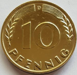 コイン: 10 Pfennig (A, D, F, G, J) (ドイツ(1950~2001 - Deutschemark ...