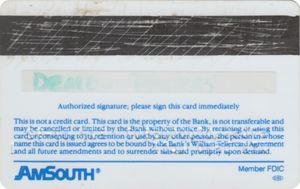 Bank Card: AmSouth Bank - William Tellercard (AmSouth Bank, United ...