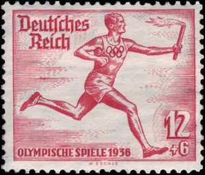 Stamp: Olympic torch relay (German Realm(Summer Olympics 1936, Berlin ...