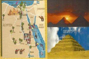 โปสการ์ด: Map of Egypt and the Giza Pyramids (อียิปต์(- Maps) Col:EG-000255