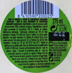 Drink Label: Appletiser (Coca-Cola European Partners Iberia S.L ...