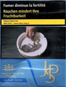 Cigarette Pack: Jps Blue Maxi Box (Luxembourg) Col:LU-CT-0003
