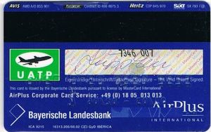 Bank Card: Air Plus (Bayerische Landesbank, Germany, Federal ...