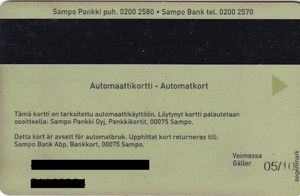 Bank Card: Sampo Automaattikortti (Sampo Bank, FinlandCol:FI-GM-0020
