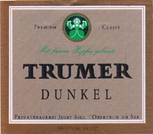 Drink Label: Trumer dunkel (Brauerei Josef Sigl Obertrum, AustriaCol:AT ...
