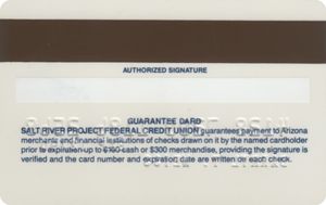 Tarjeta de Banco: Salt River Project FCU- Check Guarantee Card (Salt ...