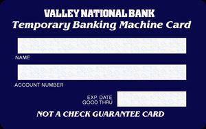 Bankkártya: Valley Bank - Temporary Banking Machine Card (Valley Bank ...