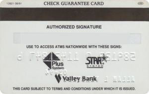 Bankkártya: Valley Bank - ATM Card (Valley Bank of Arizona, Amerikai ...