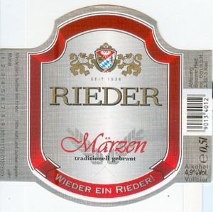 Drink Label: Rieder Märzen (Brauerei Ried, AustriaCol:AT-BEER-004053
