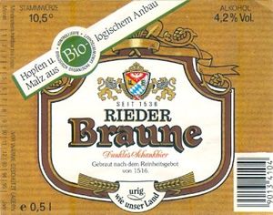 Drink Label: Rieder Braune (Brauerei Ried, AustriaCol:AT-BEER-004070
