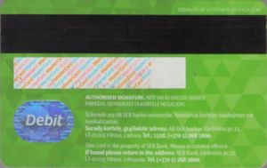 Bank Card: MasterCard Debit (SEB Bank, LithuaniaCol:LT-MC-0016