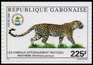 Stamp: Leopard (Panthera pardus) (Gabon(Protected Animals 2000) Mi:GA ...