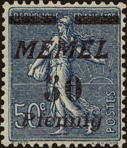 Stamp: The Seederess, italic overprint Memel (Memel Territory(Memel) Mi ...