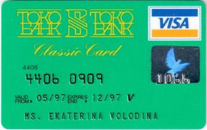 Bank Card: Tokobank Visa Mnb (TOKOBANK, RussiaCol:RU-VI-1287