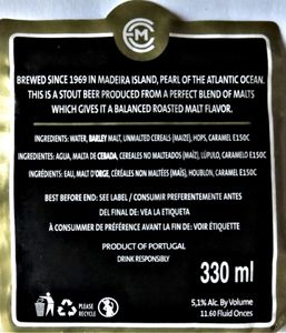 Drink Label: Coral Tonica Stout (Empresa de Cervejas da Madeira ...