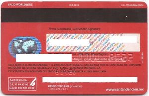 Bank Card: Santander (Banco Santander, MexicoCol:MX-MC-0012.05