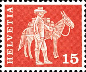 Stamp: Sumpter with Mule (Switzerland(Postal History - Motifs and ...
