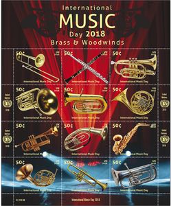 Stamp: Brass & Woodwind Instrument Sheet (UNO New York(International ...