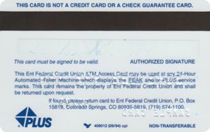 Bank Card: Ent FCU ATM Access Card (Ent FCU, United States of ...