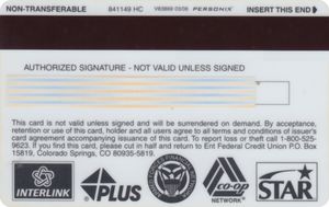 Bank Card: Ent FCU Check Card (Ent FCU, United States of America) Col ...