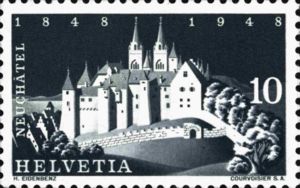 Stamp: Neuenburg Castle, Neuchatel (Switzerland(Centenary of Swiss ...
