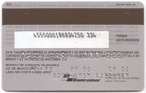 Bank Card: Bancomer (Bancomer, MexicoCol:MX-VI-0100