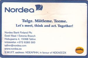 Bank Card: Account card (Nordea Pank, EstoniaCol:EE-GM-0127