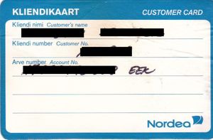 Bank Card: Account card (Nordea Pank, EstoniaCol:EE-GM-0127