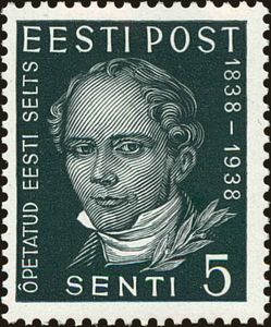 Stamp: F.R. Faehlmann (1798-1850) (Estonia(Centenary of Estonian ...