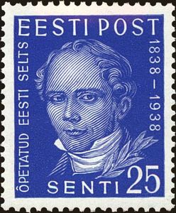 Stamp: F.R. Faehlmann (1798-1850) (Estonia) (Learned Estonian Society ...