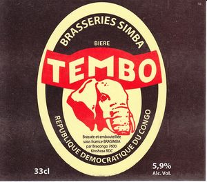 Etiquettes de boissons: Tembo (Brasseries Simba, Congo, République ...