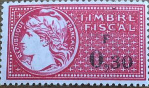 Stamp: Timbre fiscal (France: Revenue Stamps(Timbre Fiscal) Yt:FR FI389