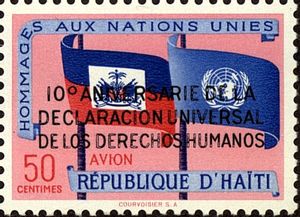 Timbre: 10th Anniversary of the Declaration of Human Rights (Haïti(ONU ...