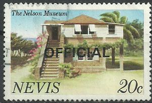 Stamp: The Nelson Museum - overprinted (Nevis(Scenery and Landmarks) Mi ...