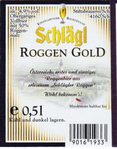 Drink Label: Schlägl Roggen Gold (Stiftsbrauerei Schlägl, AustriaCol:AT ...