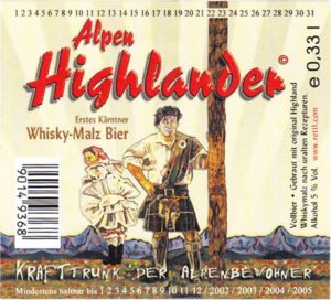 Drink Label: Alpen Highlander (Brauerei Schloß Starkenberg Tarrenz ...