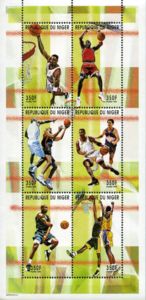 Stamp: Basketball (Niger(Basketball (1999)) Mi:NE 1692-1697KB,Yt:NE ...