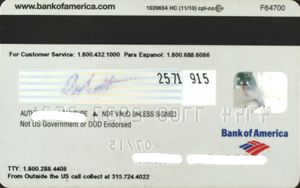 Bank Card: Military Banking (Bank of America, United States of America ...