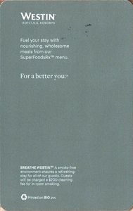 Hotel Card: Westin - Eat Well - Recharge and recover... (Westin, United ...