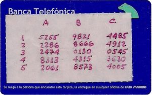 Bank Card: Banca Telefonica (Caja de Madrid, SpainCol:ES-GM-0329