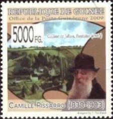 Stamp: "Colline de Jallais, Pontoise" (1867), by Camille Pissarro ...
