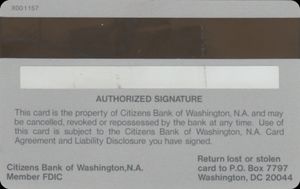 Tarjeta de Banco: Citizens Bank of Washington ATM Card (Citizens Bank ...