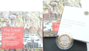 コイン: 2 Pounds (Great Fire of London - Silver) (イギリス(1971~Today - Silver ...