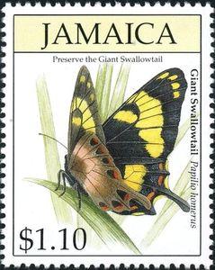 Stamp: Jamaican Giant Swallowtail (Papilio homerus) (Jamaica(Giant ...